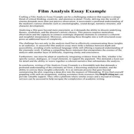 Film Analysis Essay Example.pdf | Fitness and Exercise | Healthy Living
