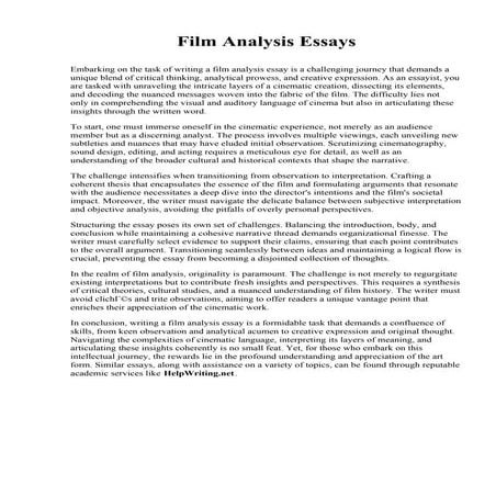 Film Analysis Essays. General Theological Seminary of the Episcopal ...