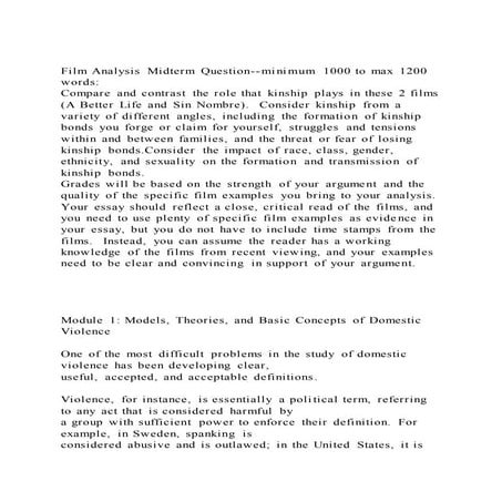 Film Analysis Midterm Question--minimum 1000 to max 1200 wordsC | PDF