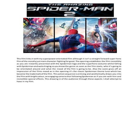 Film analysis: amazing spider man 2 | DOCX