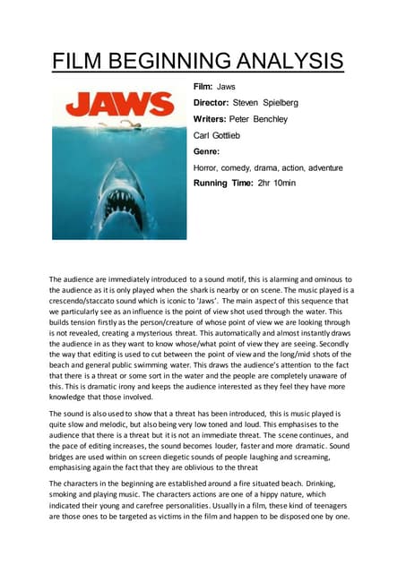 Jaws Camera-shots Analysis | PPTX