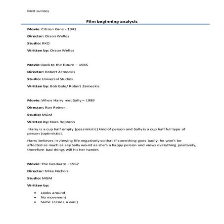 Film beginning analysis | DOCX
