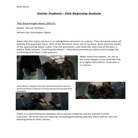 Film beginning analysis the dark knight rises | DOCX