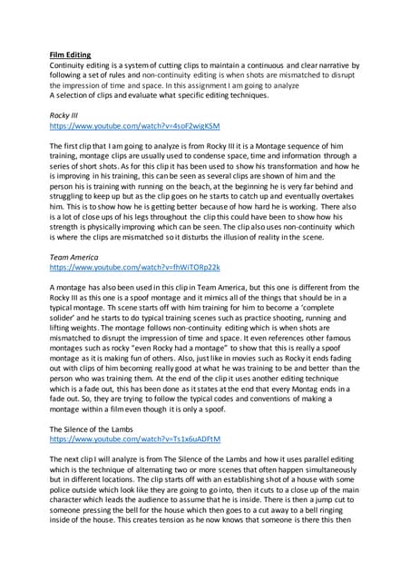 UNIT 21 Editing Techniques | DOCX