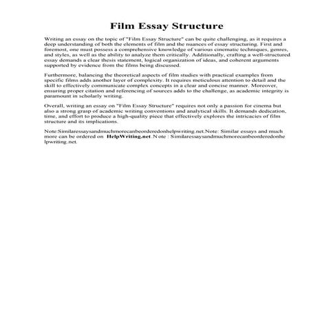 Film Essay Structure.pdf | Screenwriting | Content Production