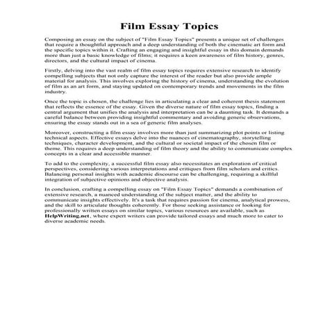 Film Essay Topics | PDF