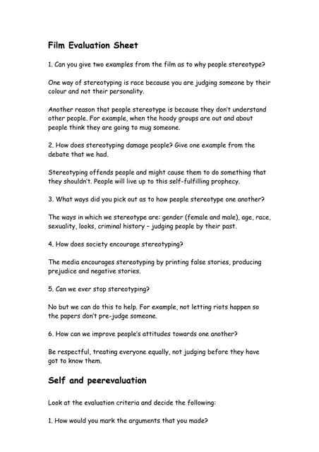 Film evaluation sheet | PDF