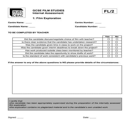 GCSE FILM STUDIES EXAMPLE PAPER | PDF