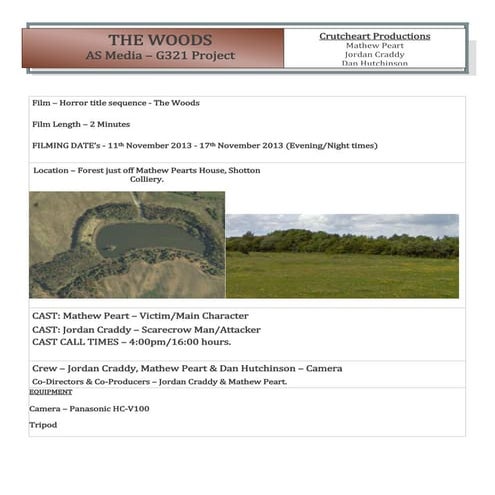 The Woods Call Sheet | PDF