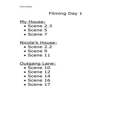 Filming Days, shooting script | DOC