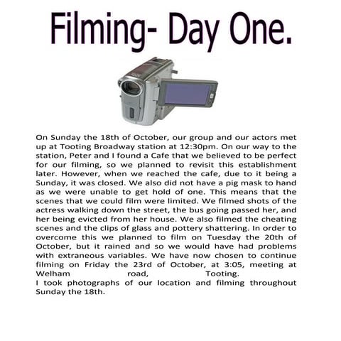 Filming Day One Ppt | PDF