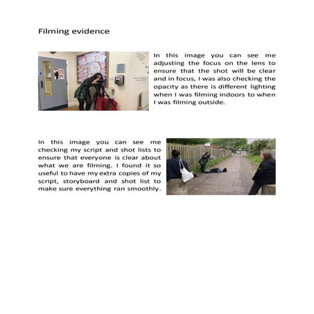 Filming evidence | DOCX | Photography | Arts and Crafts