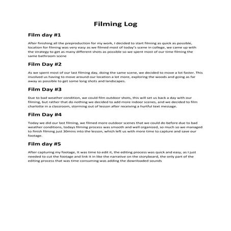 Filming Log | PDF