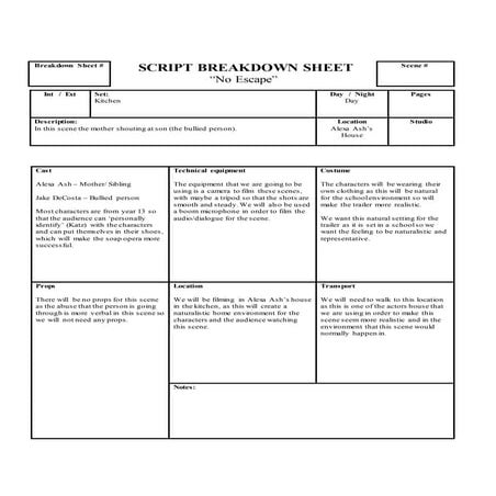 Filming planning sheet | DOCX