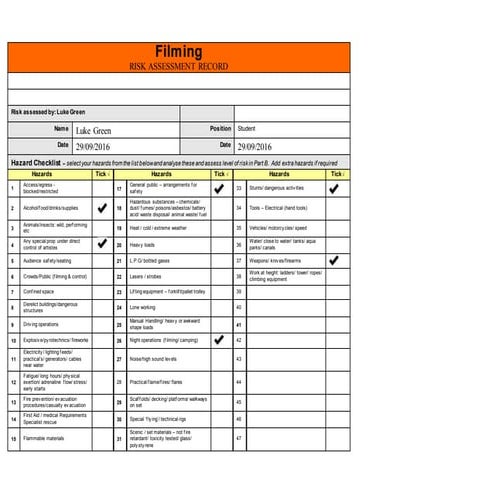 Filming sample risk_assessment | PPT
