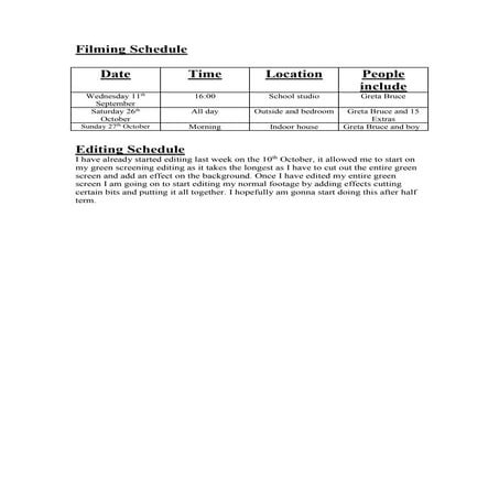 Filming schedule | PDF