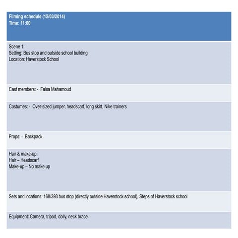 Filming schedule 5 | PPTX