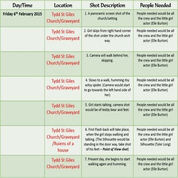 Filming schedule2 | PPTX