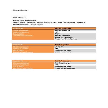 Filming schedule day 2 ig2_ | DOCX