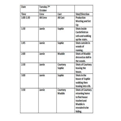 Filming schedule (do not copy) | PPTX