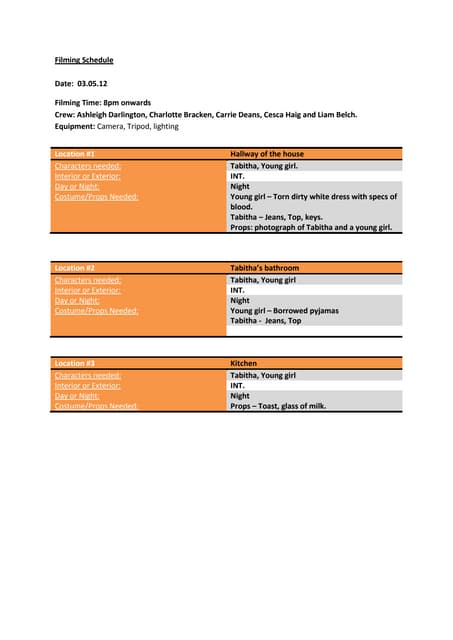 Filming schedule day 2 ig2_ | DOCX