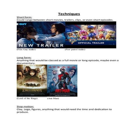 Filming techniques | DOCX