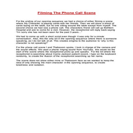 Filming the phone call scene decision making | PDF