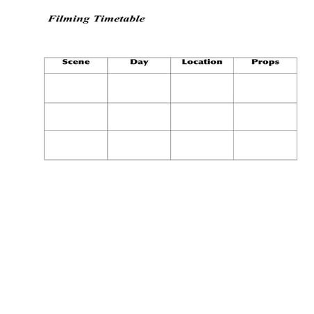 Filming timetable | PDF