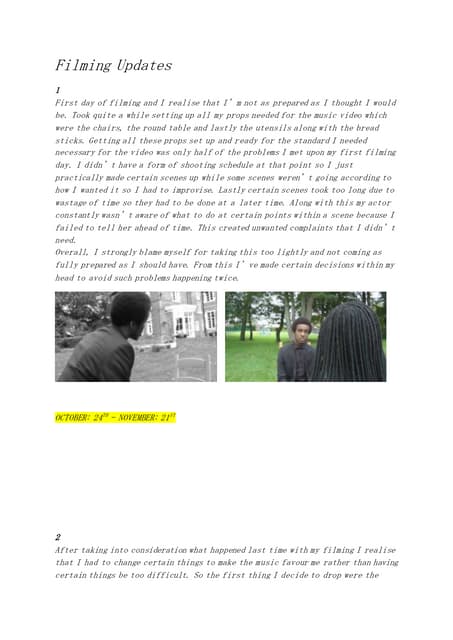 Diary entries for filming | PPT