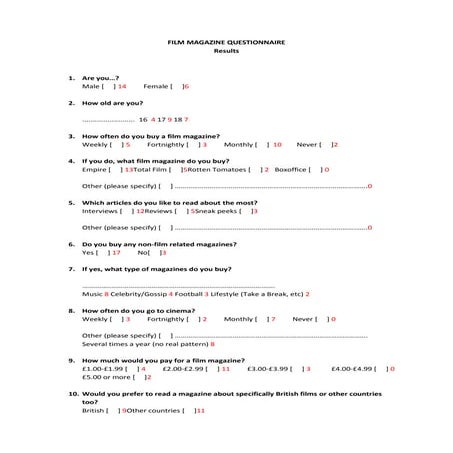 Film Magazine Questionnaire | DOCX