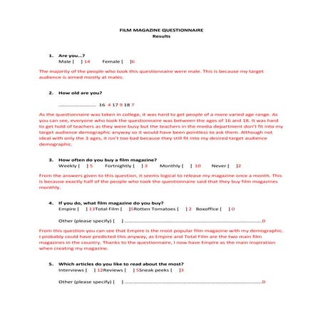 Film Questionnaire | DOCX