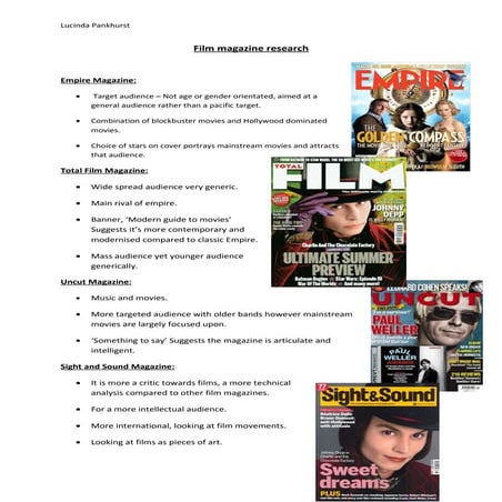 Film magazine research | PDF