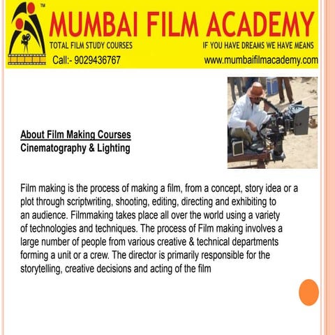 Cinematography courses in mumbai | PPTX