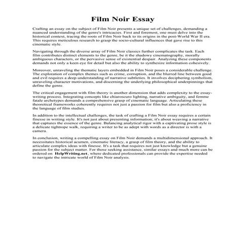 Film Noir Essay | PDF
