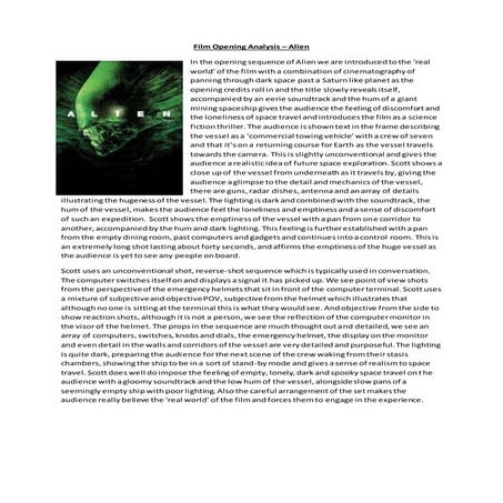 Film opening analysis Alien | DOCX