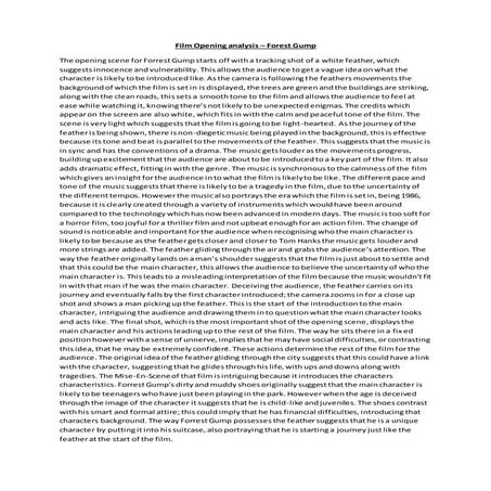 Film opening analysis forest gump | DOCX