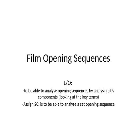 Opening scenes are the first moments or sequences in a film that ...