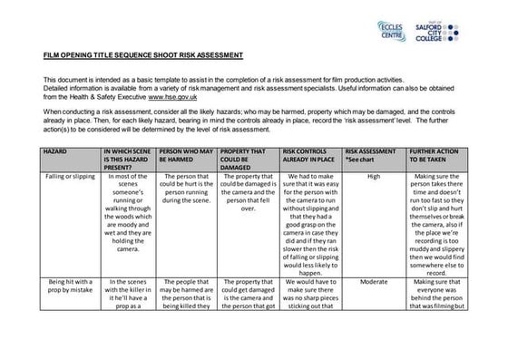 Risk assessment proforma | PPT