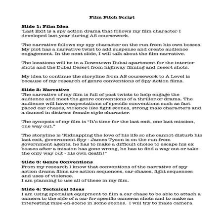 Film pitch script | PDF