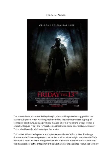 Poster analysis a nightmare on elm street | DOCX | Horror | Genres