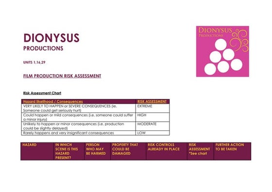 Risk assement for the filming of ‘the steps’ | PDF