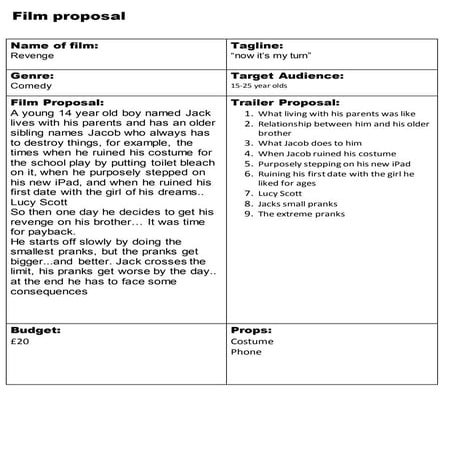Film proposal revenge | DOCX | Movies | Entertainment