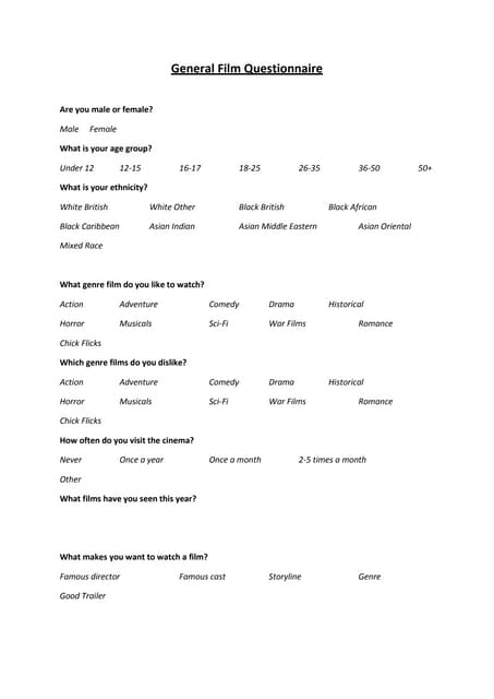 General Questionnaire | DOCX