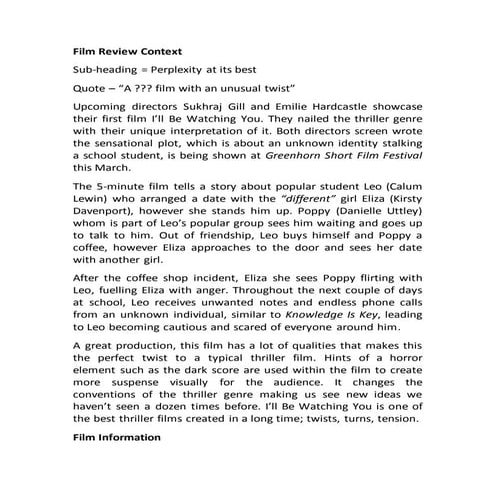 Film Review Context | PDF