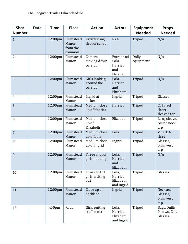 Film Schedule Template Free Of 5 Useful Microsoft Exc - vrogue.co
