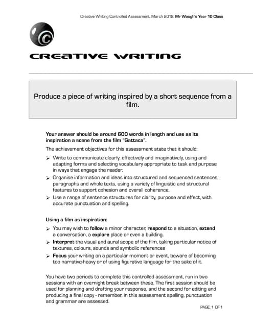 Creative writing assessment criteria | PDF