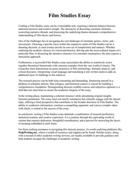 Film Analysis Essay Example. The University of Tampa | PDF