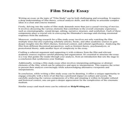 Film Study Essay.pdf | Screenwriting | Content Production