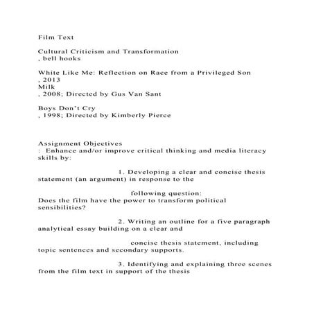 Film Text Cultural Criticism and Transformation, bell hooks | DOCX | Documentary | Genres