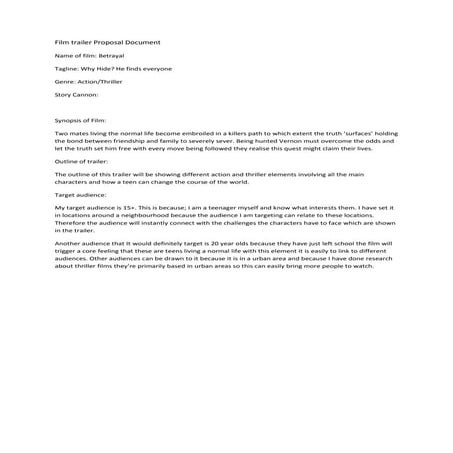 Film trailer proposal document | DOCX
